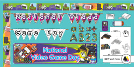 National Video Game Day Bulletin Board Borders - Twinkl