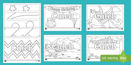 FREE! - Caleb Name Simple Colouring Bookmarks (teacher made)