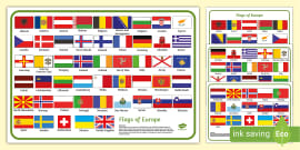 Europe Flags Bingo (teacher made)