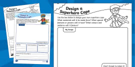 Design a Fictional Superhero Worksheet (teacher made)