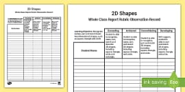 2D Shapes Assessment Checklist - Twinkl Resources - Twinkl
