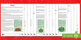 All about Advent Worksheet - Teaching Resource - Twinkl