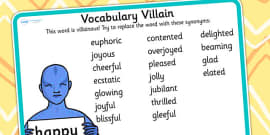 Editable Vocabulary Villain Happy Word Mat - Twinkl