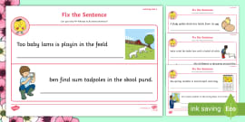 KS1 Fix the Sentence Activity PowerPoint (teacher made)