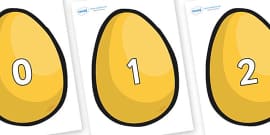 Numbers 0-31 on Golden Egg (teacher made) - Twinkl