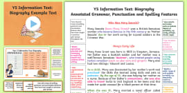 Y3 Information Texts: Biography Model/Example Text