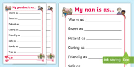 My Mum Is... Simile Poem Writing Template | Mother's Day