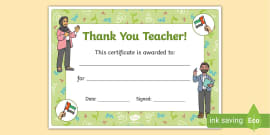 Teacher's Day Certificate | Grade 1 | Twinkl - Twinkl