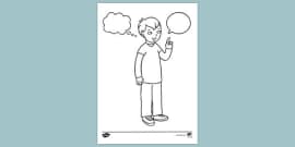 FREE! - Child Girl Talking Pointing Colouring Sheet | Colouring