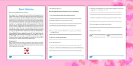 UKS2 Valentine's Day Differentiated Reading Comprehension Activity