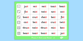 Final 'st' Blend Flash Cards (teacher made)