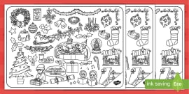 Christmas Gonks Doodle Colouring Pages (teacher made)