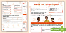 Formal and Informal Language Worksheet | Twinkl - Twinkl