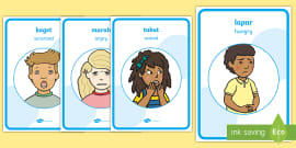 Indonesian Feelings and Emotions Matching Cards - Twinkl
