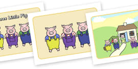 The Three Little Pigs Story Sequencing (4 per A4 with Speech Bubbles)