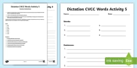 Dictation CVC 'u' Words Activity; (teacher made) - Twinkl