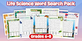 Cell Cycle Vocabulary Word Search for 6th-8th