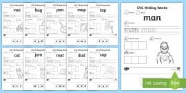 CVC Writing Word Worksheet / Worksheet Pack A (teacher made)