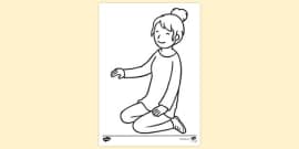 FREE! - Child Kneeling With Hand On Knee Colouring Sheet