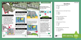 KS1 Elephant Fact File Differentiated Reading Comprehension