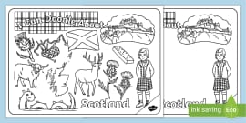 Scotland Doodle Colouring Pages (teacher made) - Twinkl