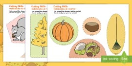 Autumn Acorn-Themed Cutting Skills Worksheet / Worksheet - Autumn Acorn ...