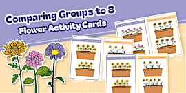 👉 Comparing Groups to 3 Flower Activity Cards | Twinkl