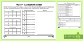 Phase 2 Phonics Letters and Sounds Assessment Sheets