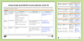 Global Goals and UNCRC Events Wall Calendar 2024-25 - Twinkl