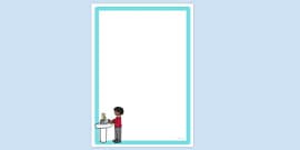 FREE! - Simple Blank Firefighter Girl Page Border | Page Borders