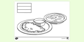 FREE! - Hot School Dinner Colouring Sheet - Creative Teaching Aid