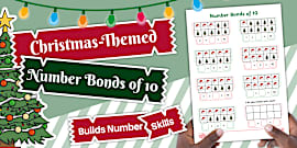 Christmas Themed Mixed Number Bonds to 20 Worksheet / Worksheet