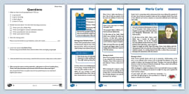 UKS2 Marie Curie Differentiated Reading Comprehension Activity