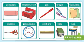 Lembaran Kerja Alat Tulis di Dalam Kelas (teacher made)