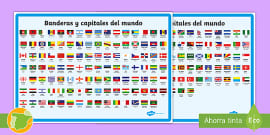 Tarjetas de vocabulario: Países y banderas (teacher made)
