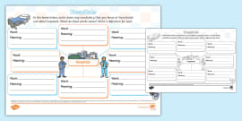 Hospital Vocabulary Matching Worksheet - Twinkl