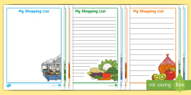 FREE! - 👉 Shopping List Writing Template - Twinkl
