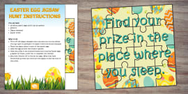 Easter Egg Hunt with Easter egg hunt clues for kids - Twinkl
