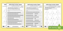 Subtracting Fractions from Whole Numbers Worksheet - Twinkl