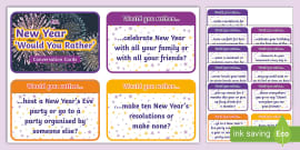 ESL New Year Lesson | ESL New Year Conversation Cards