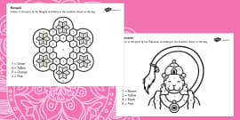 Rangoli Colour By Number Worksheet / Worksheets