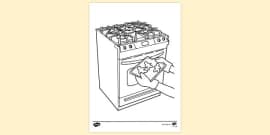 FREE! - Gas Oven Colouring Sheet (teacher made) - Twinkl