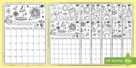 Let's Doodle a 2024 Calendar Colouring Pages (teacher made)