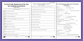 Fourth Grade Beginning of the Year ELA Reading Assessment