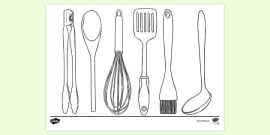 Cooking Utensils Colouring Page