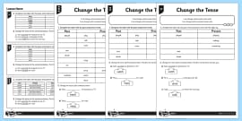 Changing Tense Worksheets past present future acitivity teaching