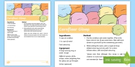 Cornflour Gloop Edible Sensory Recipe (teacher made)