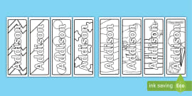 FREE! - Apollo Mindfulness Name Colouring Bookmarks - Twinkl
