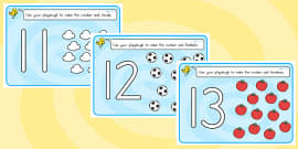 French Number Modelling Dough Mats (11-20) (teacher made)