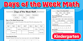 Prekindergarten Days of Week Trace, Cut, and Paste Worksheet